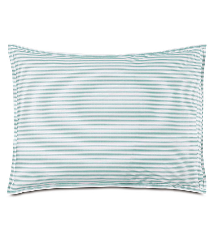 Blass Ticking Standard Sham In Sea | Eastern Accents