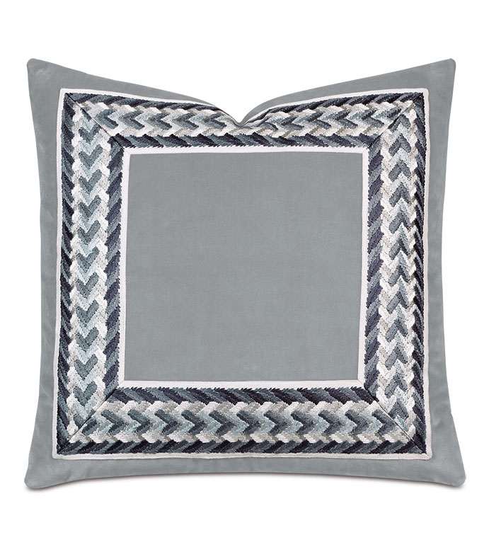 Uma Embroidered Border Decorative Pillow In Gray | Eastern Accents
