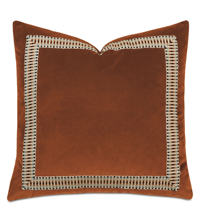 Uma Multicolored Border Decorative Pillow In Orange | Eastern Accents
