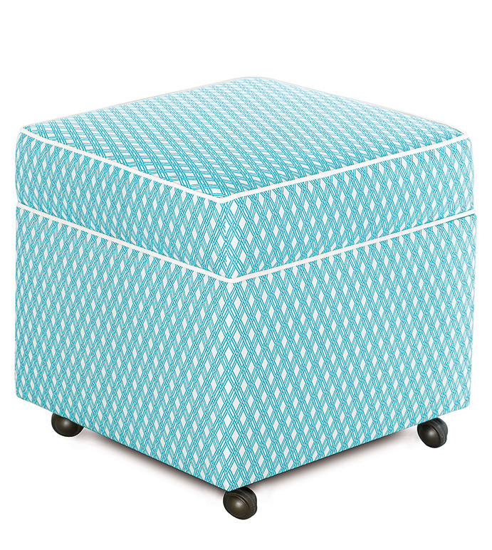 Senna Sky Storage Box Ottoman | Eastern Accents