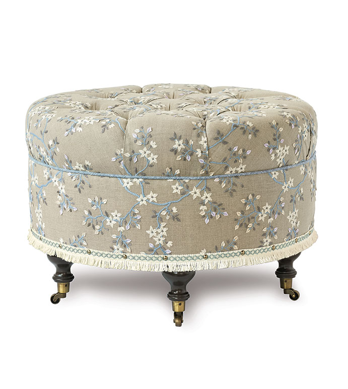 Amberlynn Embroidered Ottoman | Eastern Accents