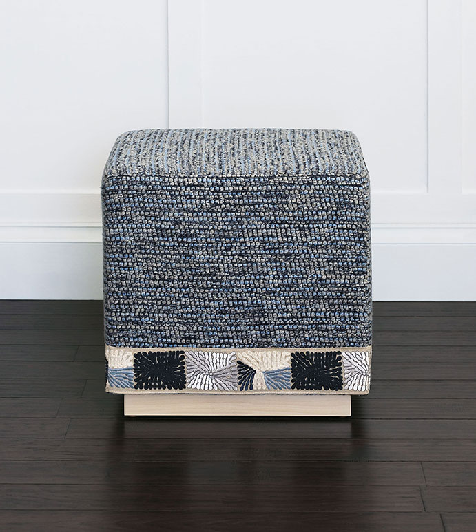 Beau Embroidered Ottoman | Eastern Accents