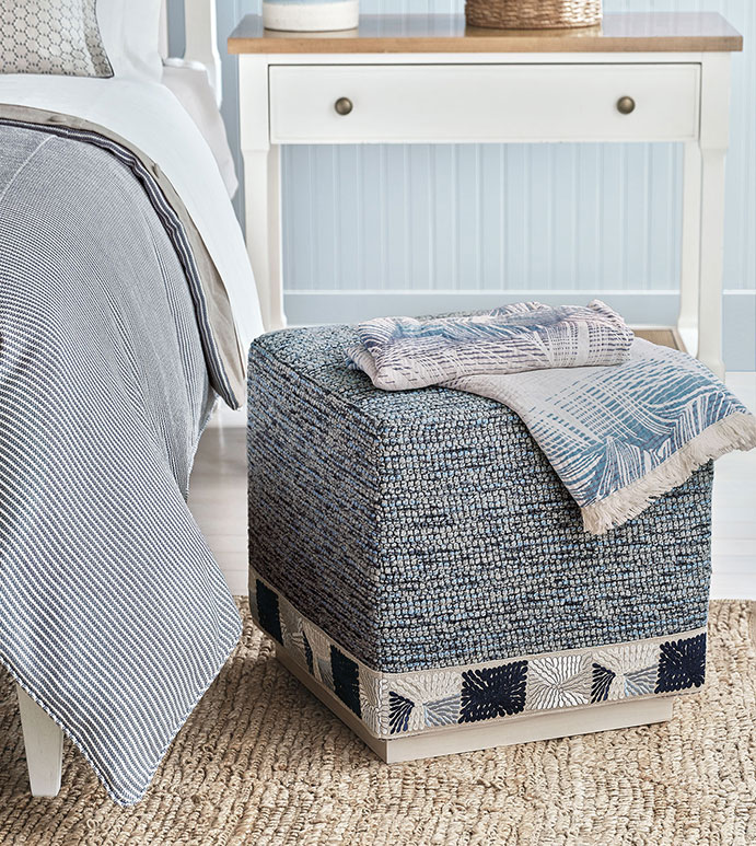 Beau Embroidered Ottoman | Eastern Accents