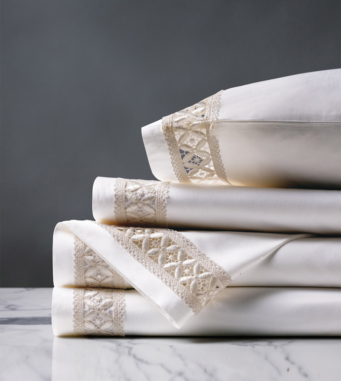 Juliet Lace Sheet Set In White/ivory | Eastern Accents