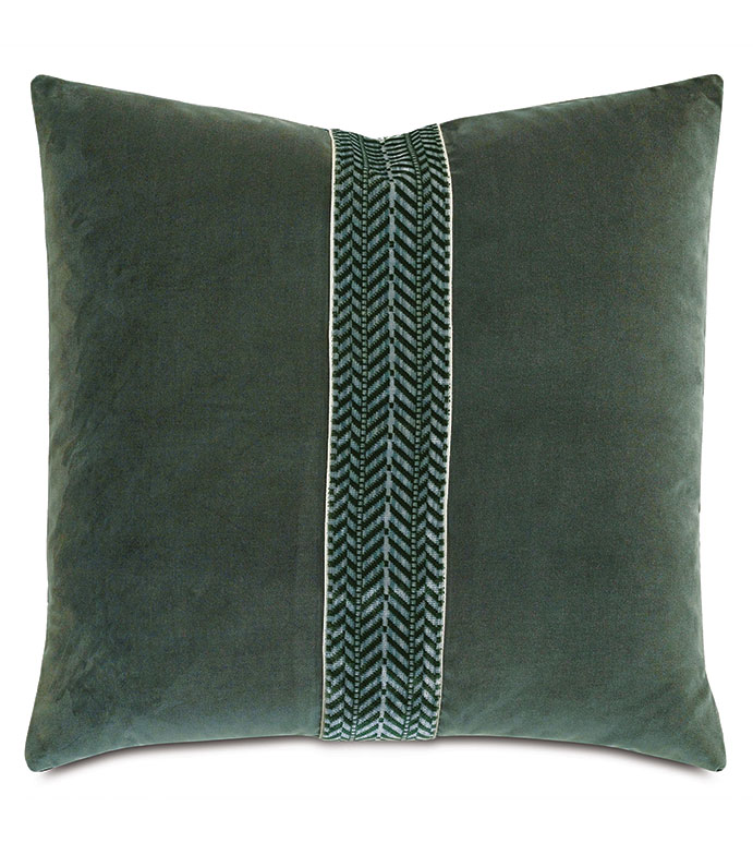 Uma Chevron Border Decorative Pillow In Pine | Eastern Accents