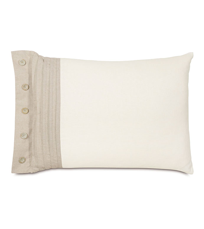Maritime Pleated Left Standard Sham In Ivory | Eastern Accents