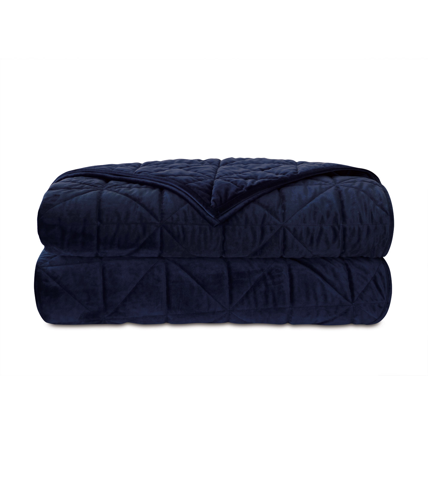Nova Quilted Velvet Coverlet In Indigo | Eastern Accents