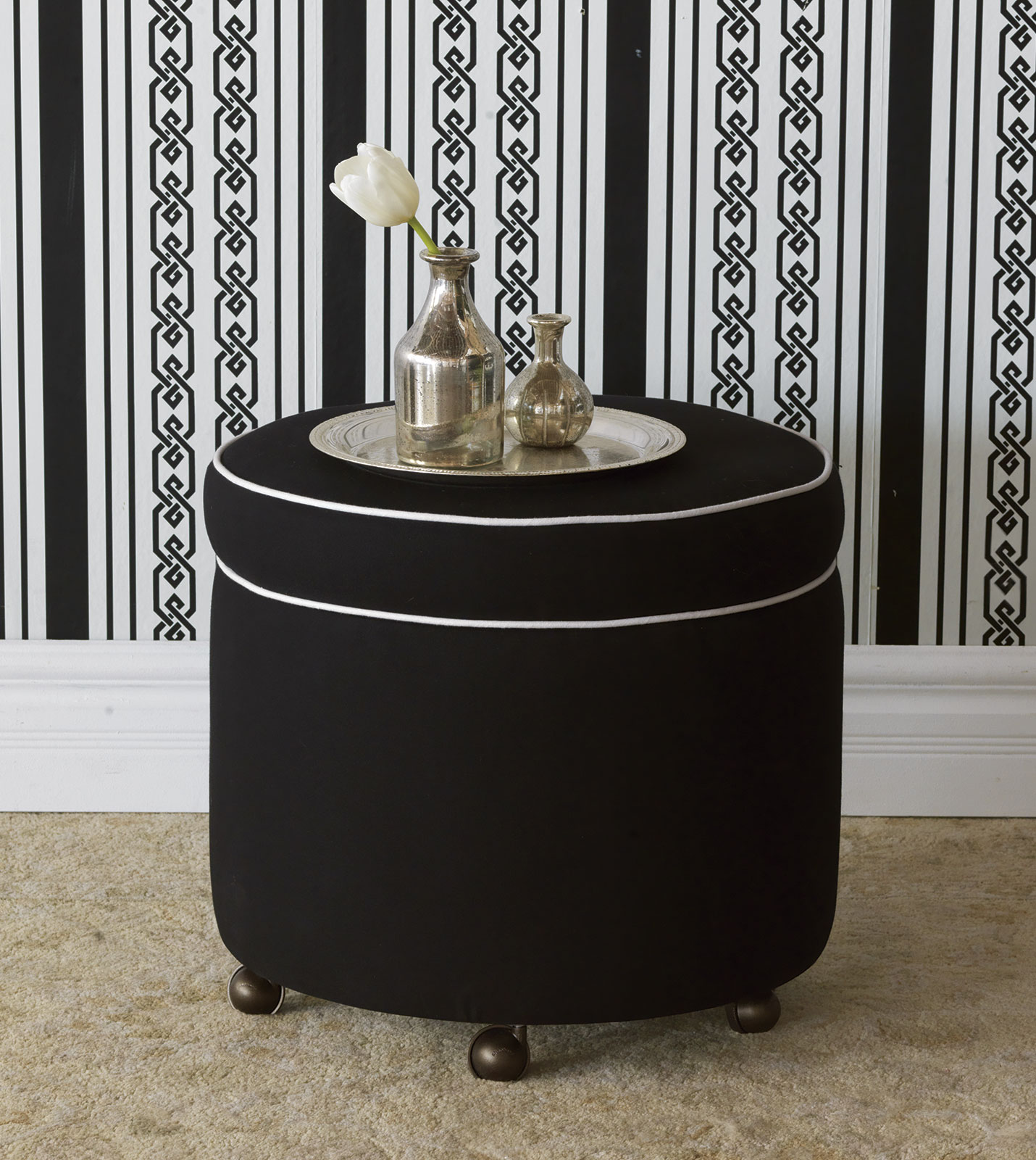 Fullerton Ink Shoe Storage Ottoman | Eastern Accents