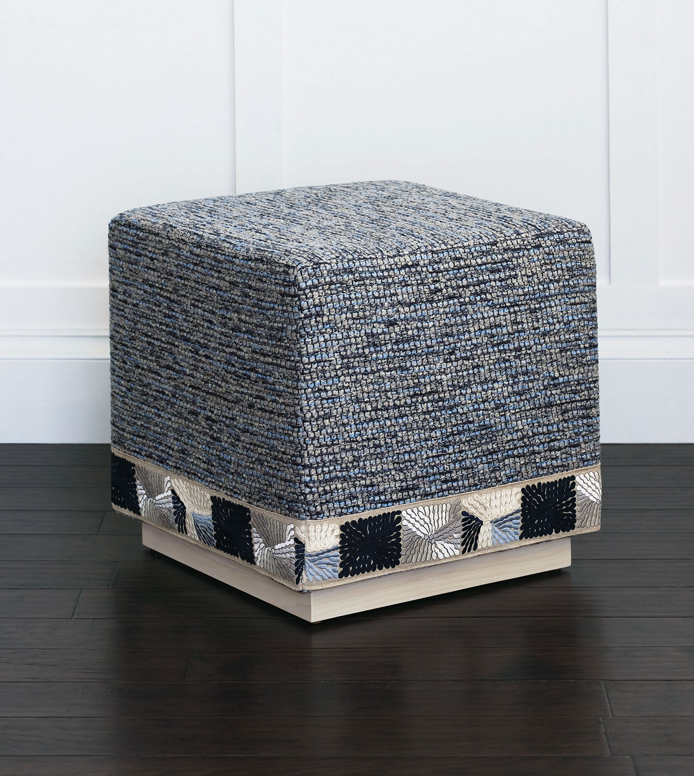 Beau Embroidered Ottoman | Eastern Accents