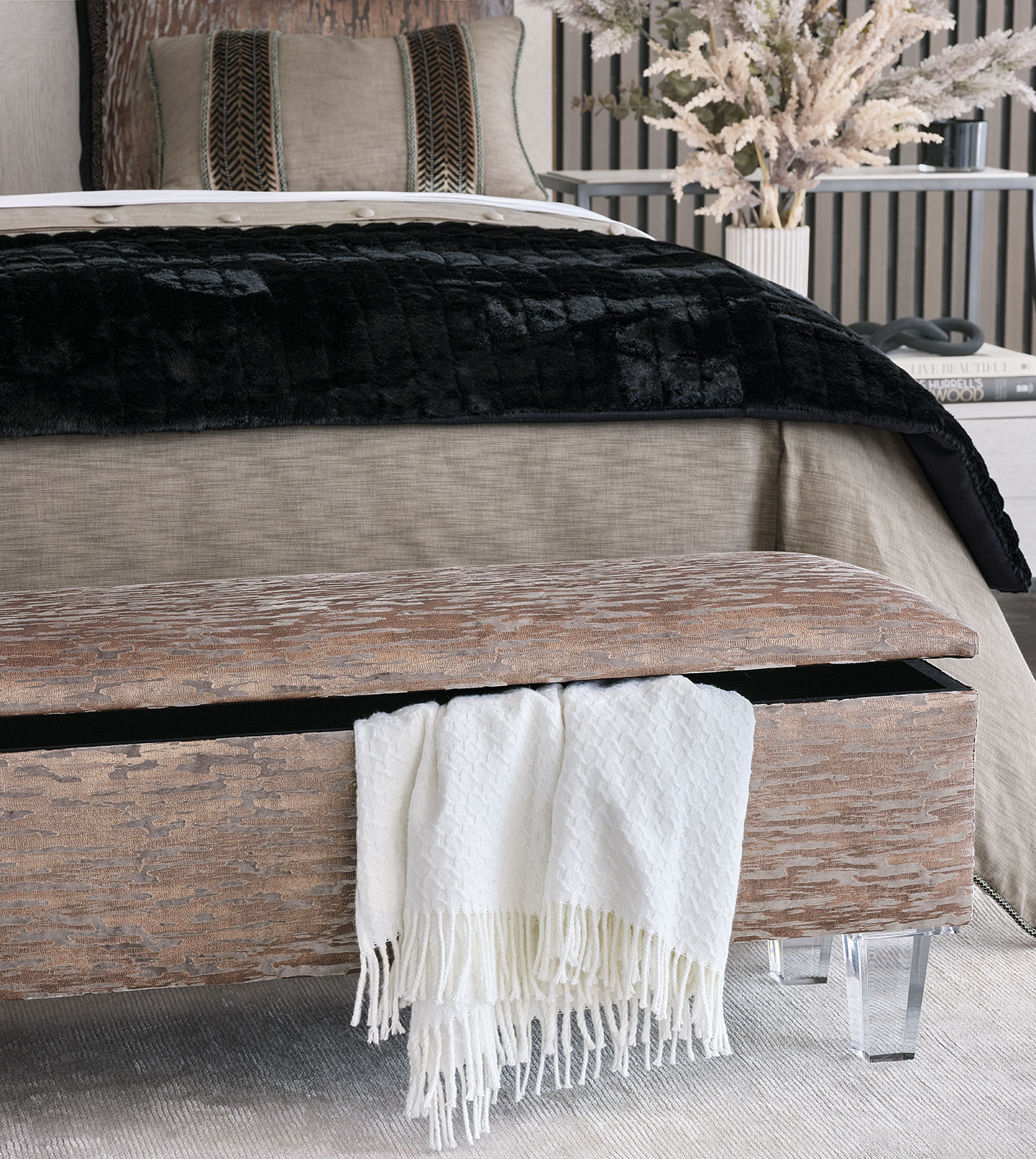 Talena Faux Fur Bed Scarf | Eastern Accents