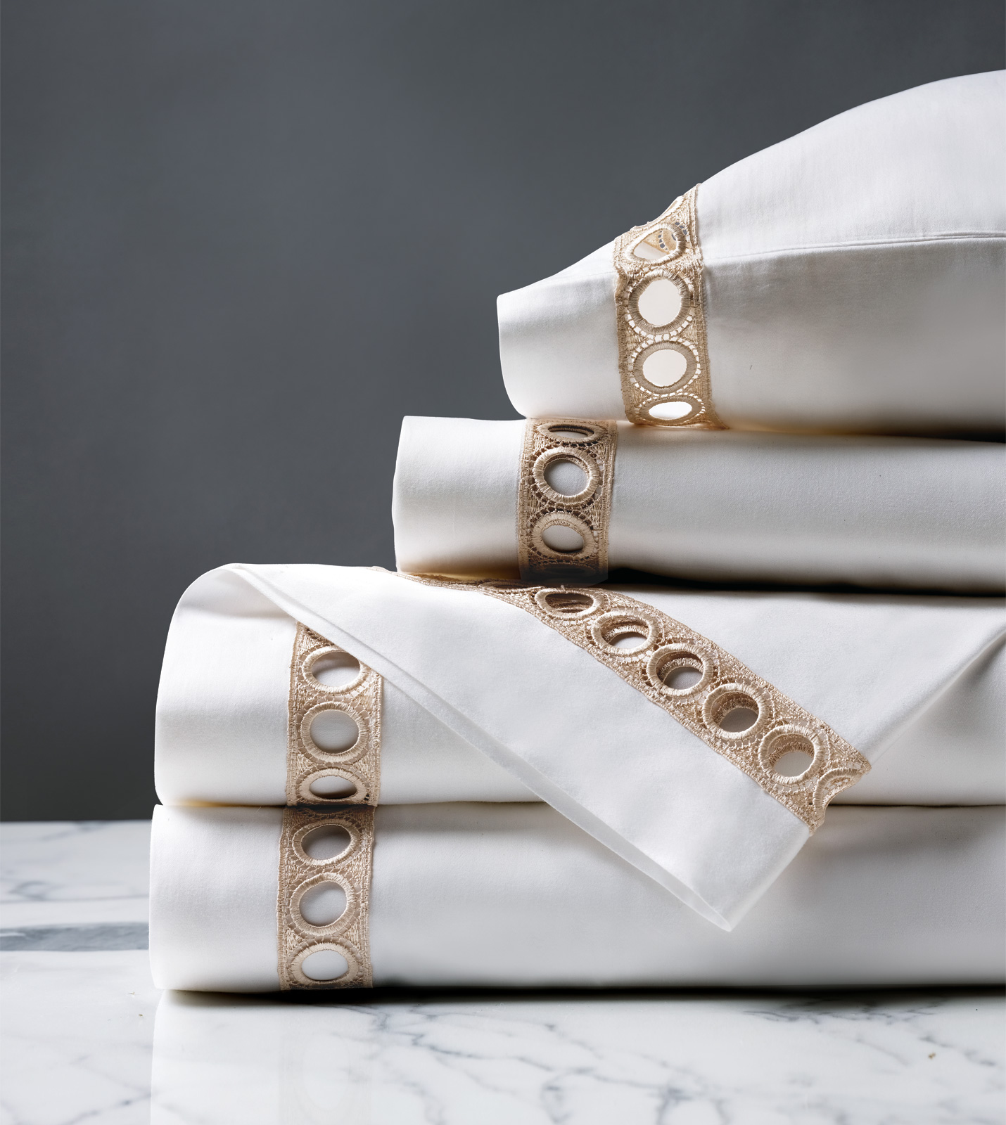 Celine Lace Sheet Set In Champagne | Eastern Accents