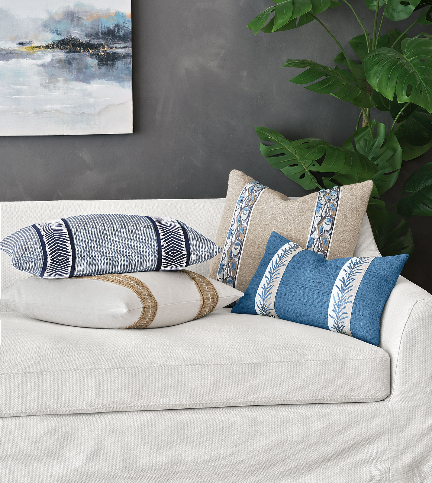 Sanders Jute Border Decorative Pillow | Eastern Accents